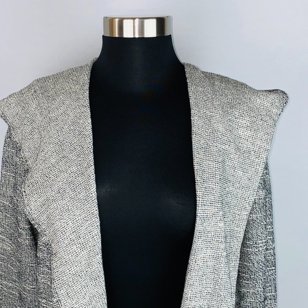 Max Studio Tweed Long Hooded Open Front Cardigan - Gem